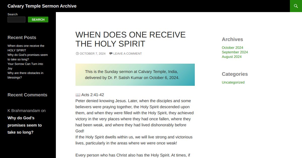 Calvary Temple Sermon Archive